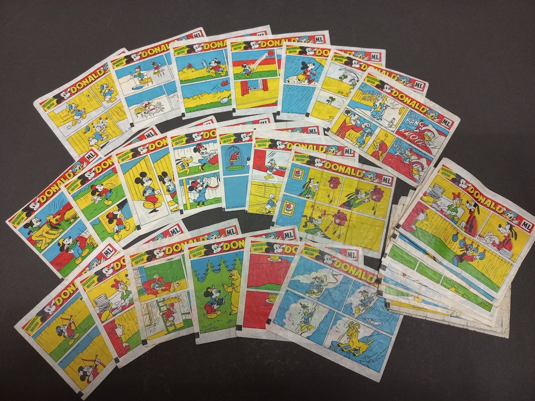 Vintage Bubble Chewing Gum Wrappers Donald Duck ML 1980s.gum Inserts ...