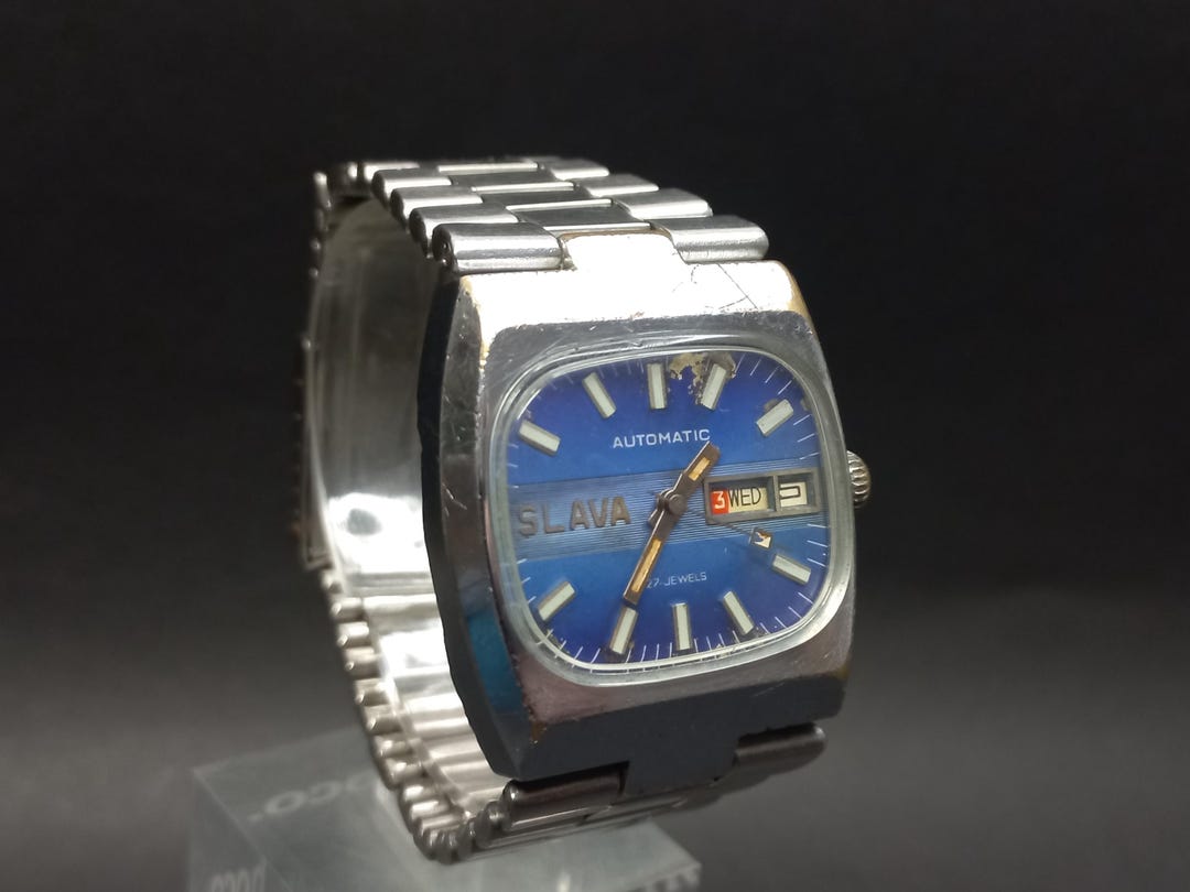 Soviet Vintage Watch Slava Tank Automatic, Mechanical Watch USSR ...