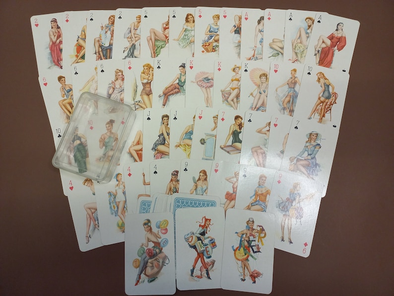 Vintage Pin up Playing Cardsfull Set 55pcs Vintage Playing | Etsy