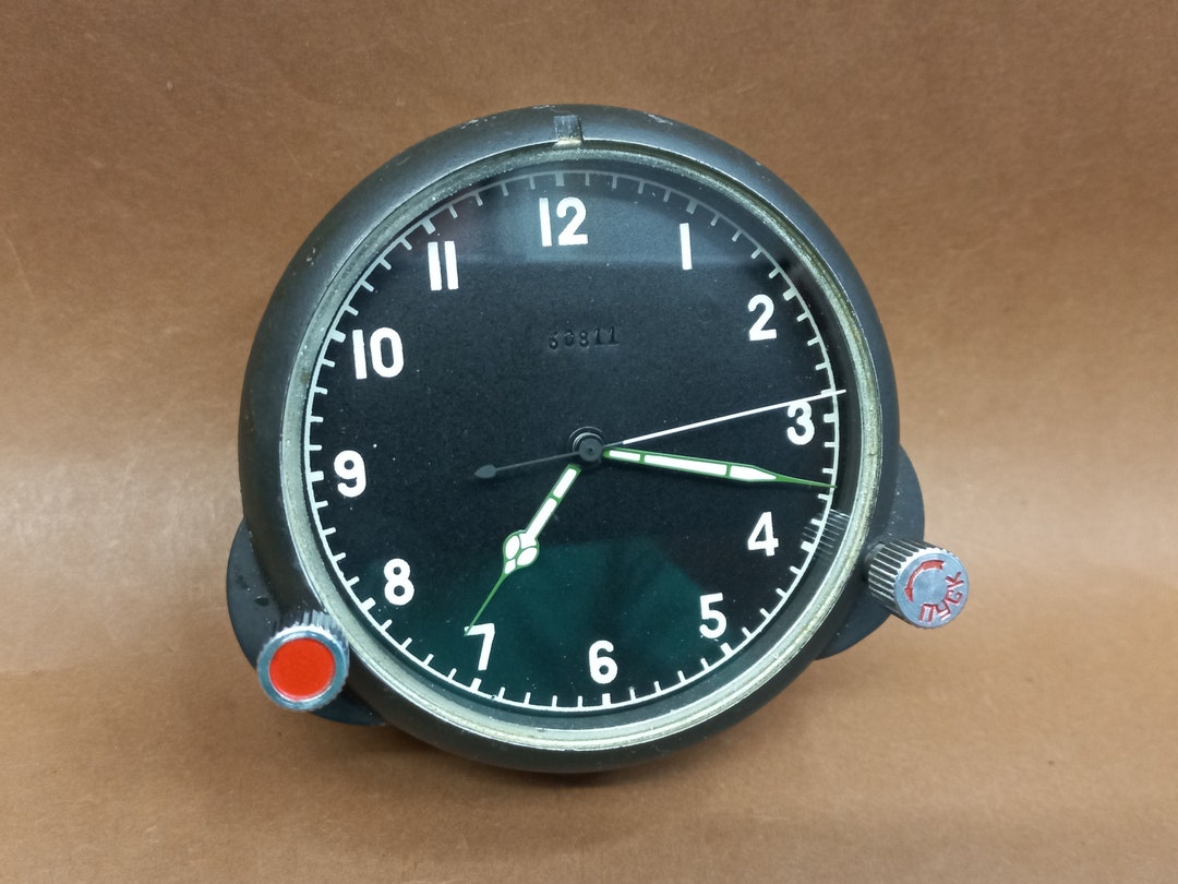 Soviet Vintage Aviation Instrument Clock, Soviet Military Panel Cockpit ...