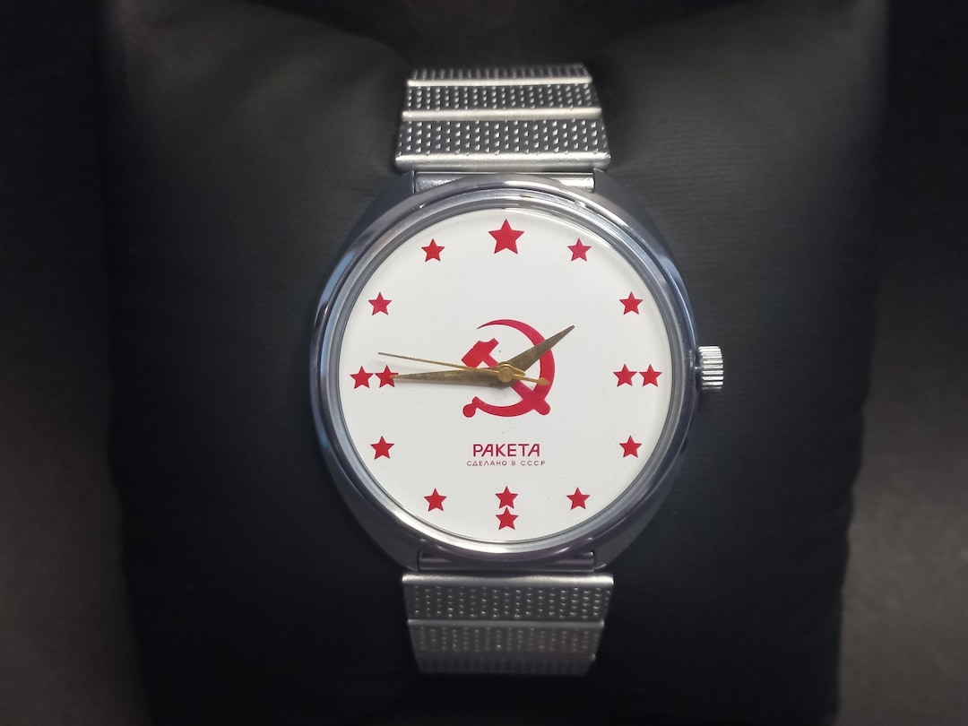 Soviet Vintage Watch Raketa Hammer and Sickle NEW Communist Propaganda ...