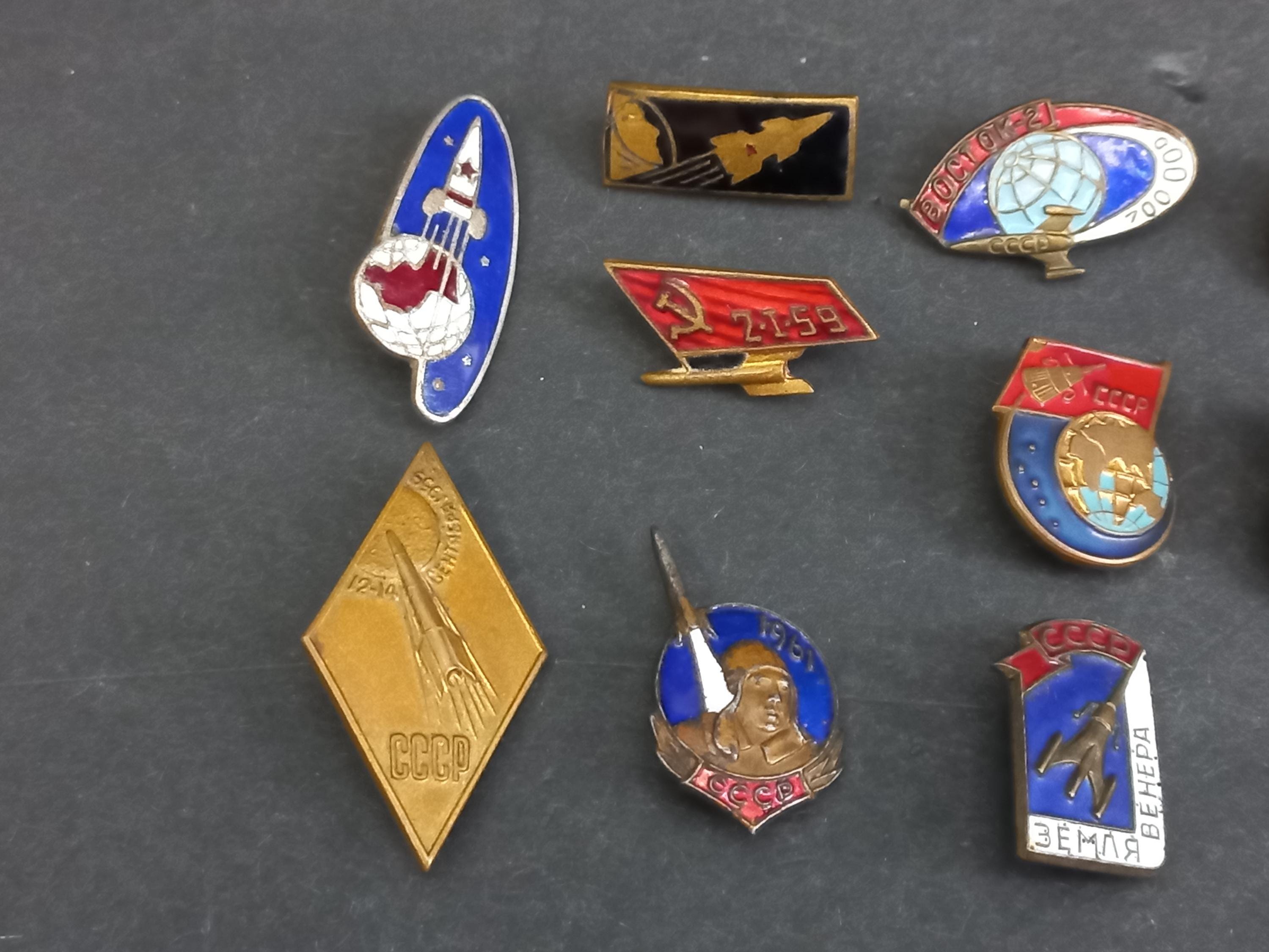 Soviet Vintag Space Badges,heavy Bronze With Enamel Space Badges ...