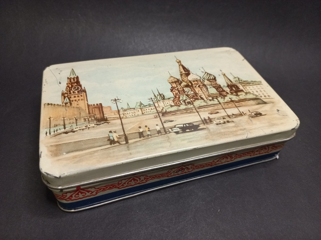 Soviet Vintage Tin Candy Boxred Square,collectible Vintage Candy Box ...