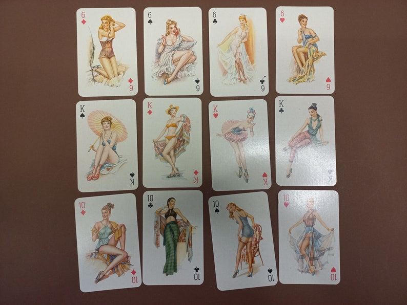 Vintage Pin up Playing Cardsfull Set 55pcs Vintage Playing | Etsy