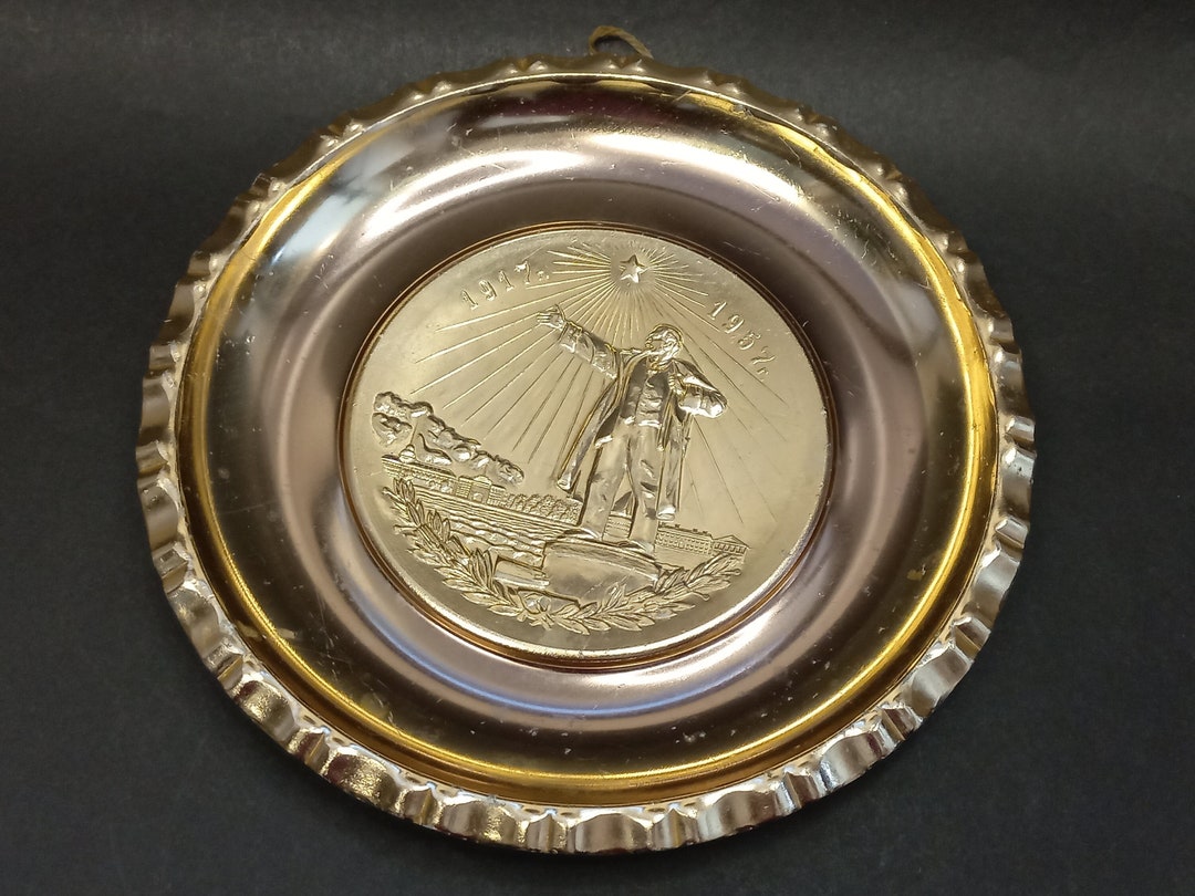 Soviet Vintage Souvenir Wall Plate Lenin, 40 Years of Soviet Power USSR ...