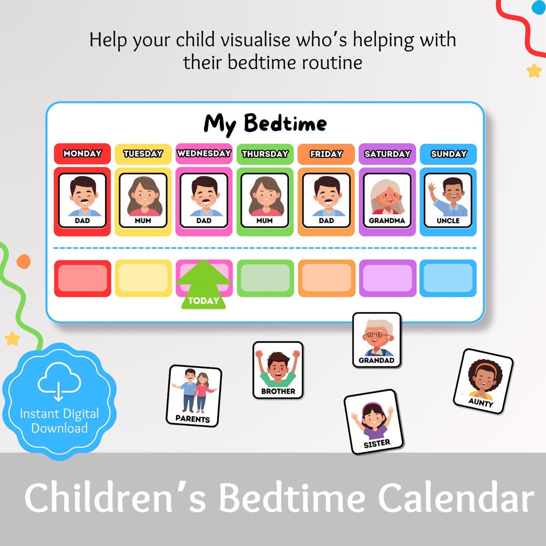 Kids Bedtime Routine Plan, Wall Calendar for Children, Night-time ...