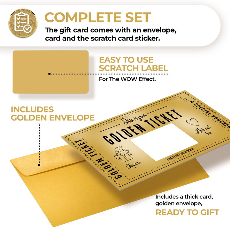 GIFT VOUCHER CARD Scratch off Card Golden Foil Card Ticket Scratch Card ...