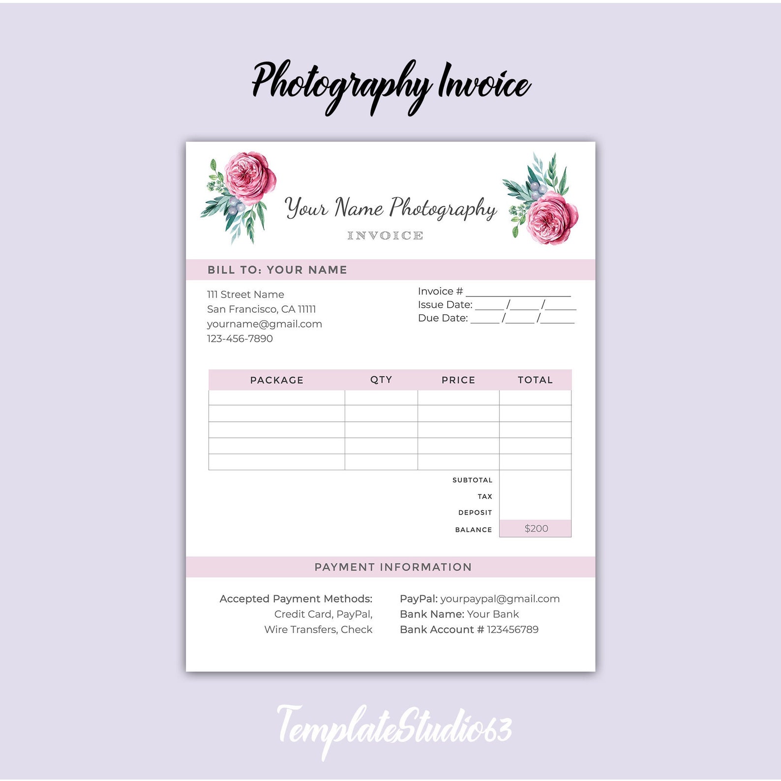 Floral Invoice Template Printable Word Searches