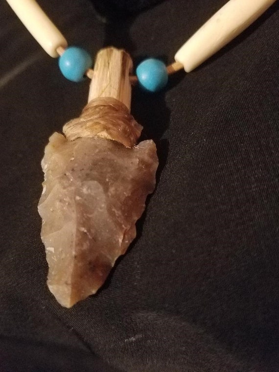 Native American Flint Arrowhead Pendant Necklaceturquoise - Etsy