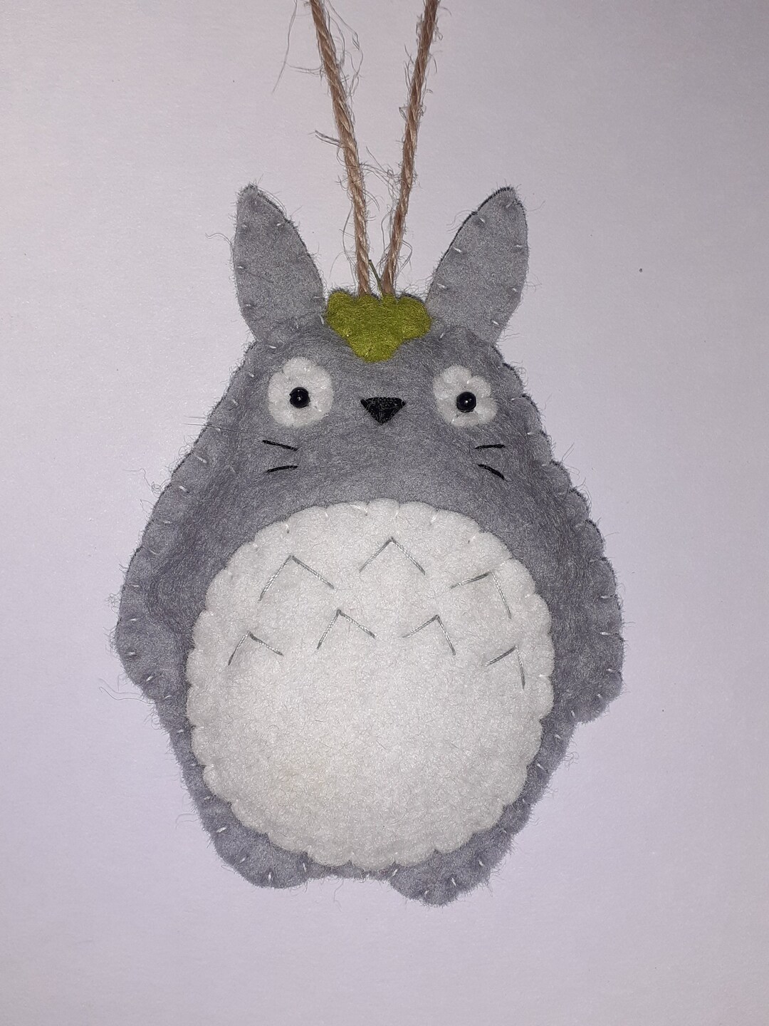 Handmade Felt Totoro With Leaf Inspired Hanging Decoration (made to ...