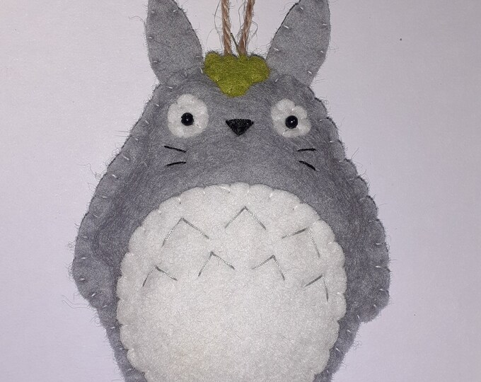 Handmade Felt Totoro With Leaf Inspired Hanging Decoration (made to ...