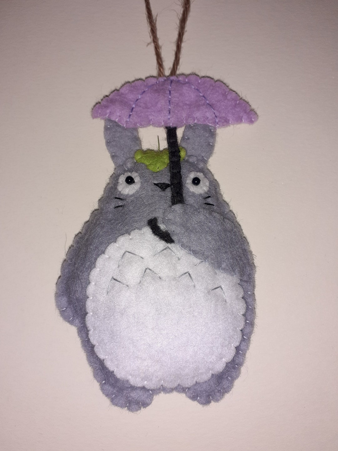 Handmade Felt Totoro With Umbrella Inspired Hanging Decoration (made to ...