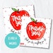Red Apple Teacher Appreciation Gift Tag, Thank You Gift Tag Printable ...