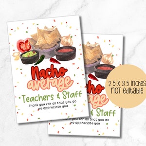 Teacher Printable Tag, Nacho Average Teacher Appreciation Gift Tag ...