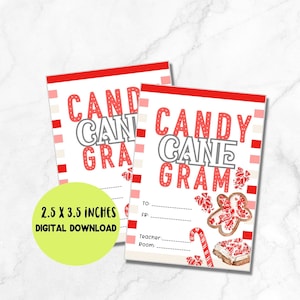 Candy Cane Gram Tag, Christmas Gift Tag, Candy Cane Tag,christmas Gift ...