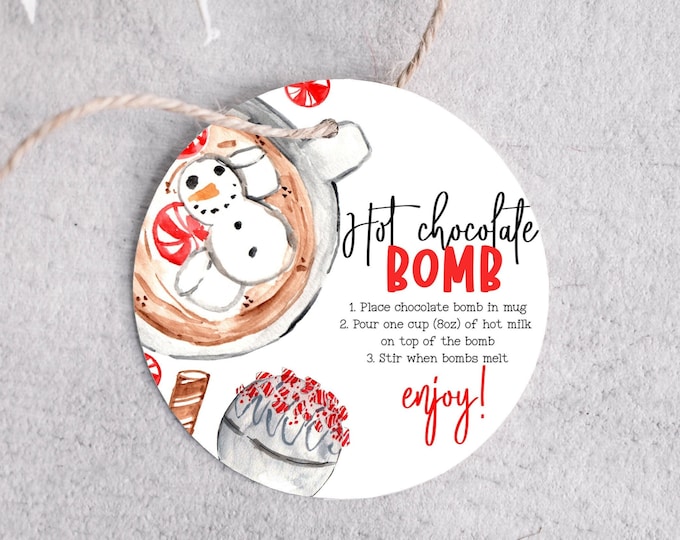 Hot Chocolate Bomb Tag Printable - Printable Bomb Tag - Holiday Hot ...
