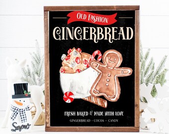Printable Vintage Christmas Sign Decor Gingerbread Sign | Etsy