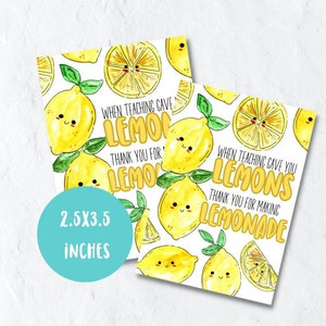 Cute Lemon Teacher Appreciation Tag Printable, PTO, Teacher ...