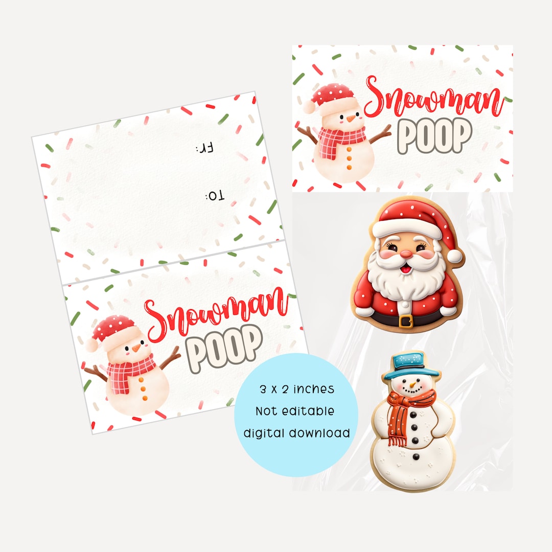 Snowman Poop Treat Bag Topper, Christmas Printable, Favor Topper ...