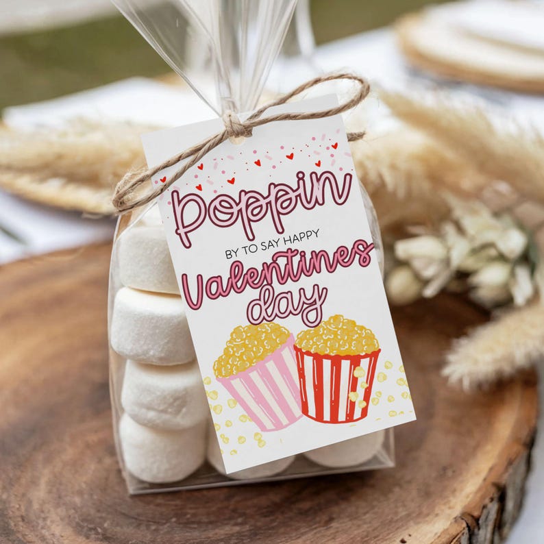Valentines Day Popcorn Tag Printable Digital Download - Etsy