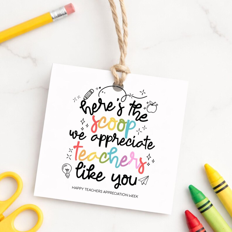 Ice Cream Teachers Appreciation Week Tag, Printable Ice Cream Favor Tag ...