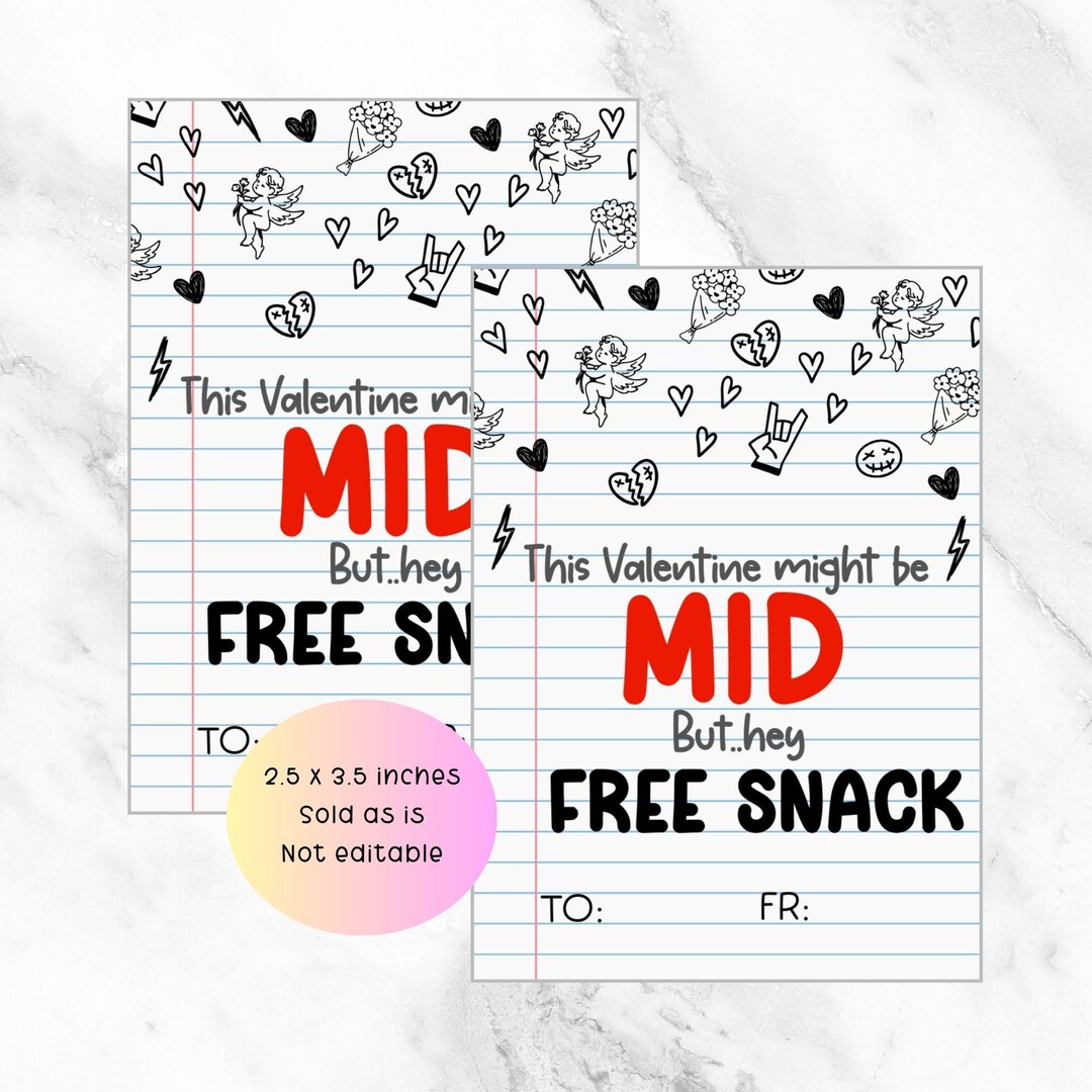 Valentine Tag, Funny Tween Slang, Printable Valentine's Day Card ...
