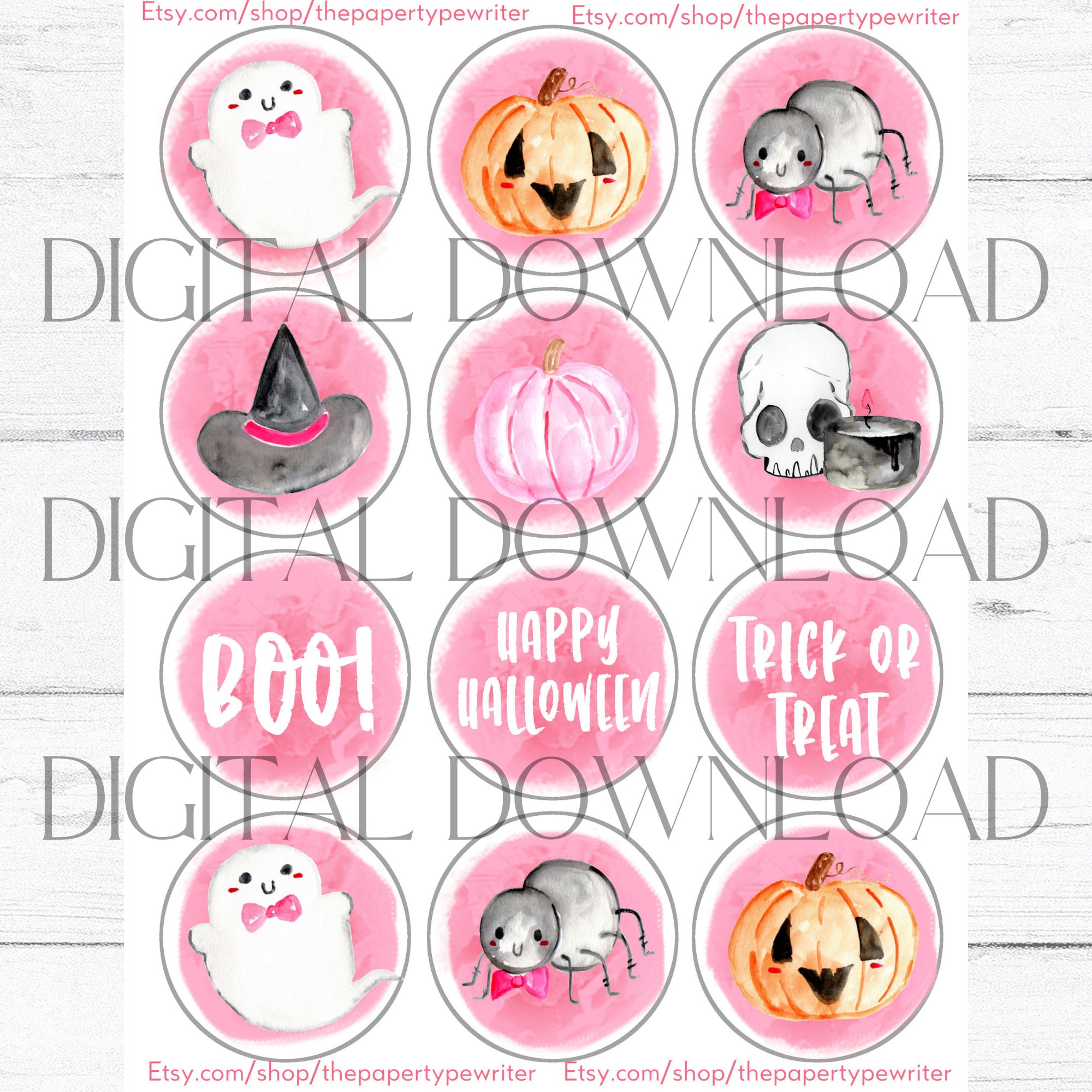 Pink Halloween Cupcake Topper Printable Halloween Cupcake - Etsy
