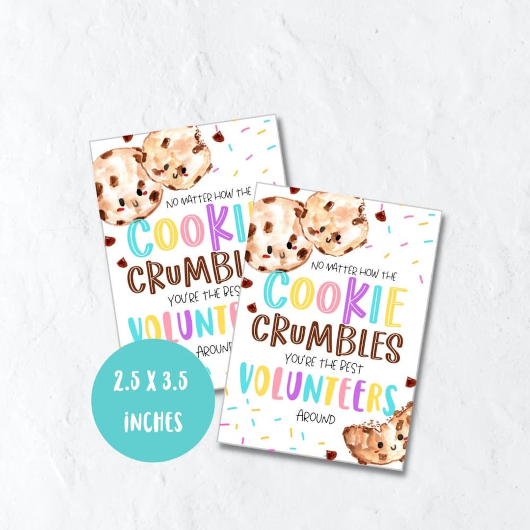 Cookie Appreciation Gift Tag Printable, Volunteer Appreciation Thank ...