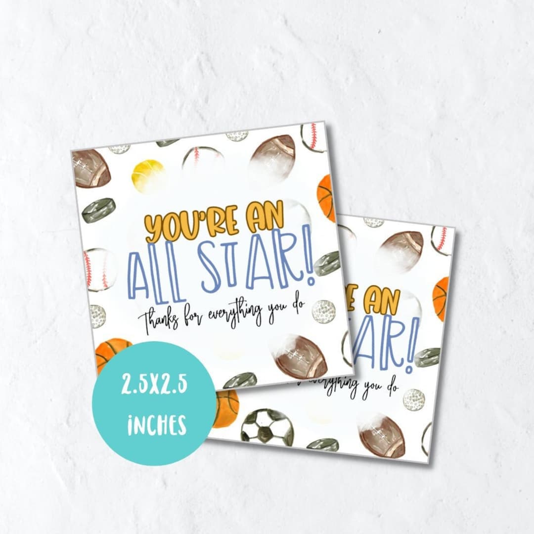 Sports Thank You Tag, Teacher Appreciation Tag Printable, Digital ...