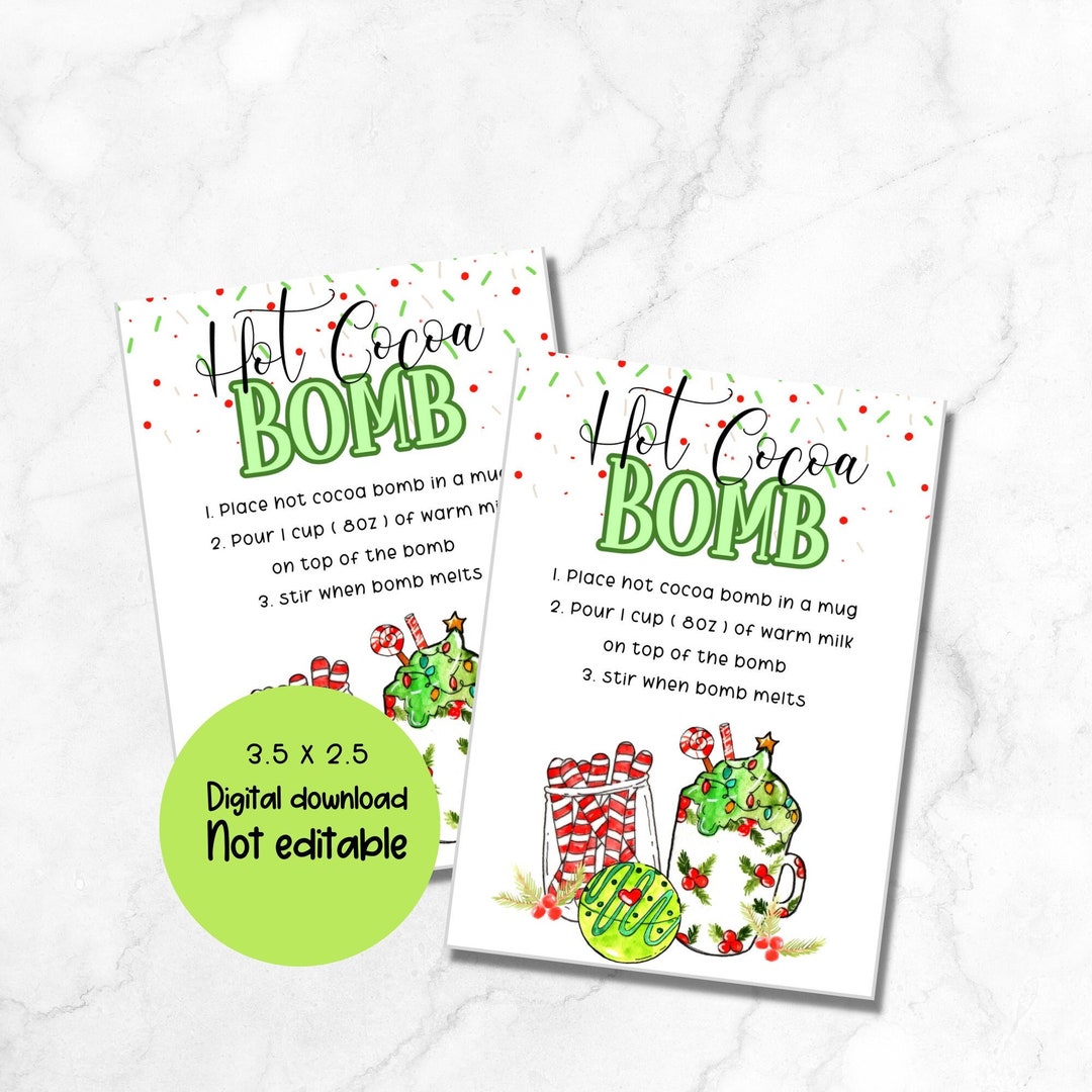 Printable Hot Cocoa Bomb Tag, Hot Chocolate Bomb Gift Tag, Digital ...