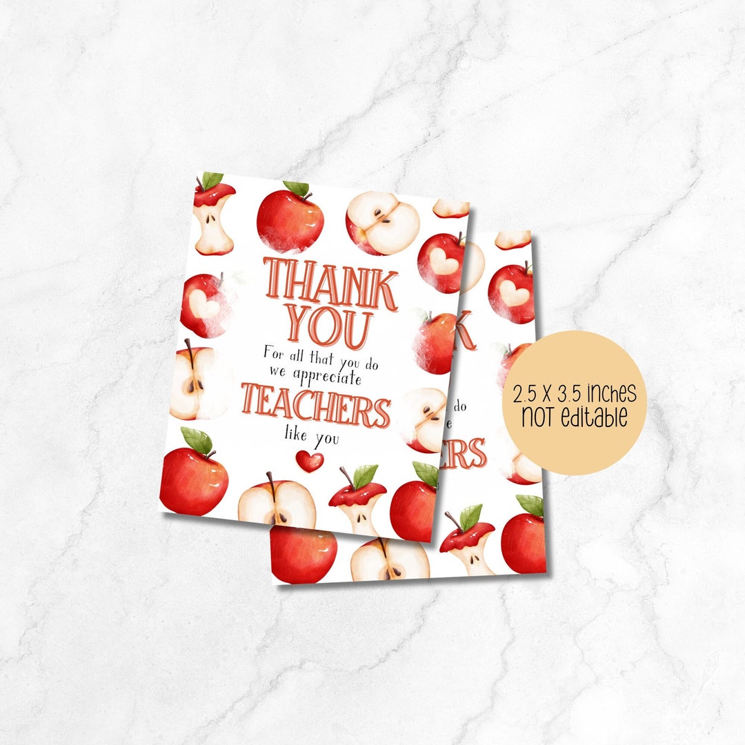 Apple Teacher Appreciation Week Gift Tag, Printable Tag, PTO Tag ...