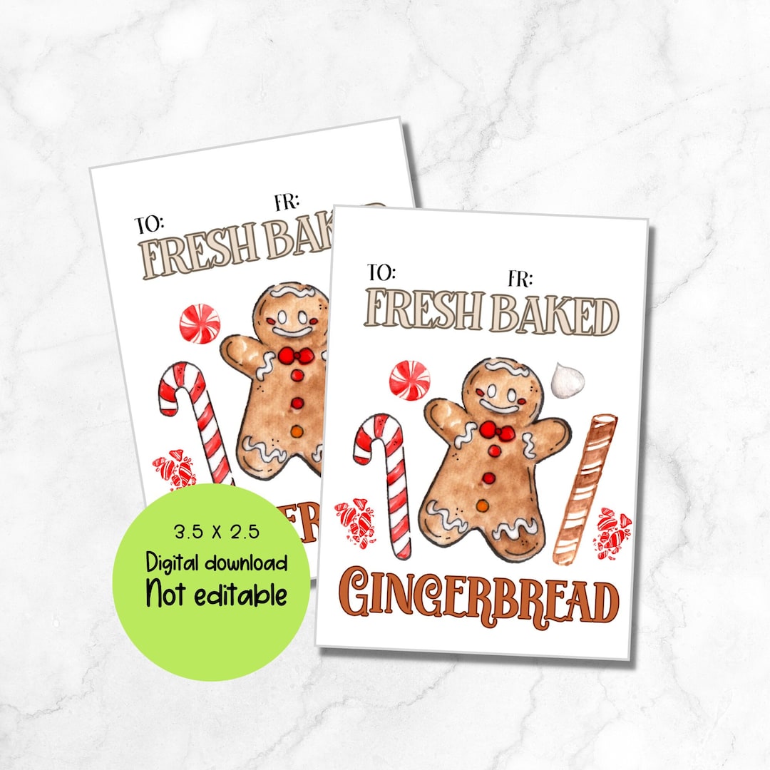 Printable Christmas Sign, Fresh Baked Gingerbread Tag, Gingerbread Gift ...