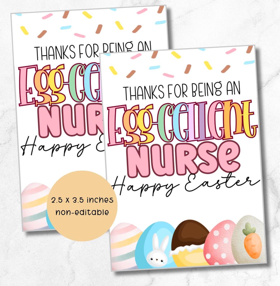 Thanks for Being an Eggcellent Nurse, Printable Easter Gift Tag, Easter ...