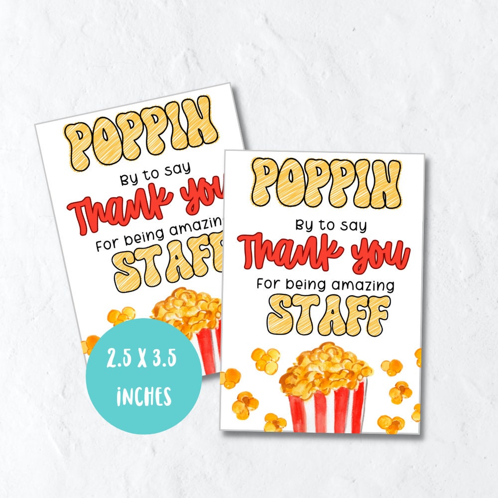 Popcorn Staff Employee Appreciation Gift Tag Printable - Etsy