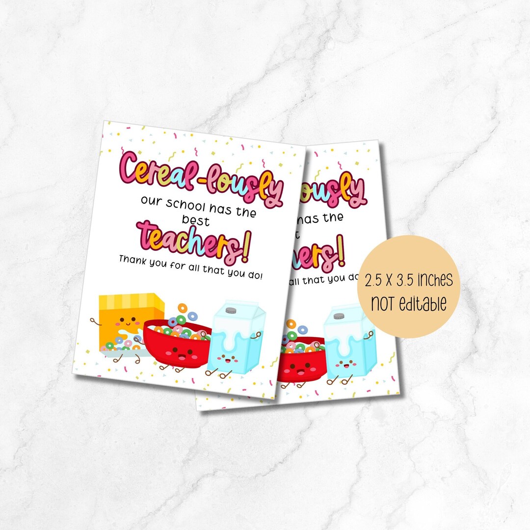 Cereal Teacher Appreciation Printable Tags, Cereal Lously Our School ...