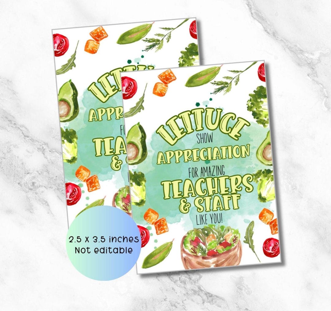 Teachers Appreciation Week, Salad Gift Tag, Teacher Lunch Gift Tag, PTO ...