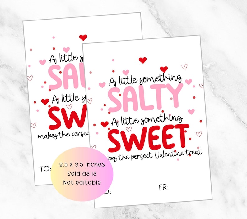 Printable Valentine Tag, Salty Sweet Trail Mix Favor Digital Download ...