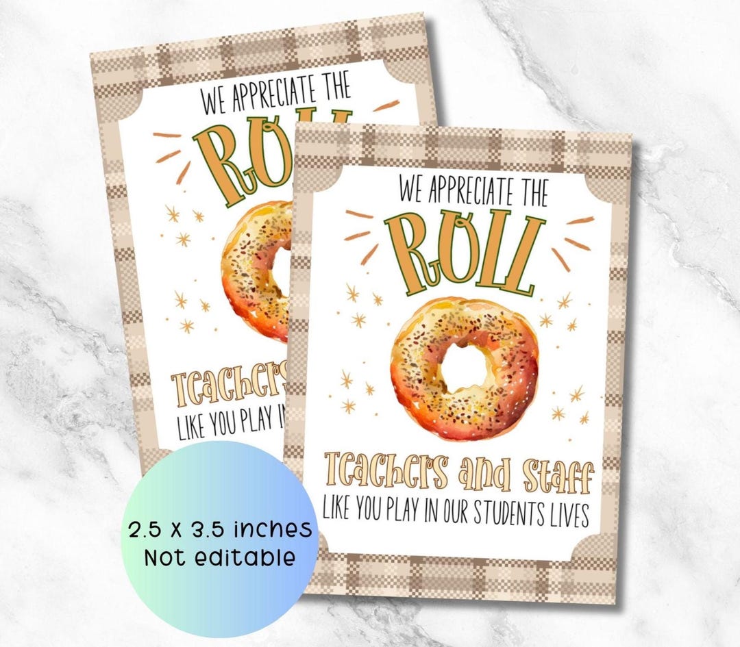 Teacher Appreciation Week Tag, Bagel Appreciation Tag, Thanks for the ...