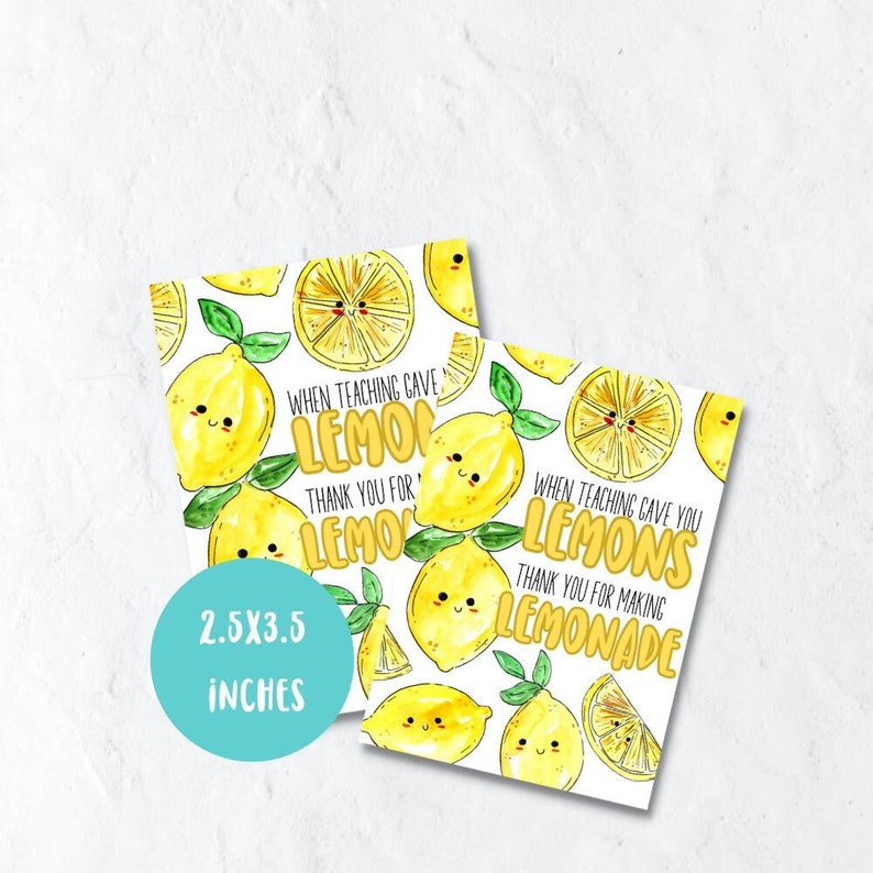 Cute Lemon Teacher Appreciation Tag Printable PTO Teacher - Etsy