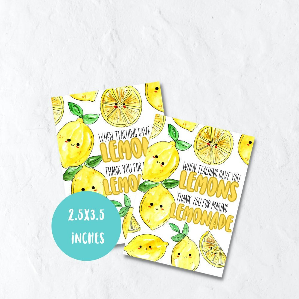 Cute Lemon Teacher Appreciation Tag Printable, PTO, Teacher ...