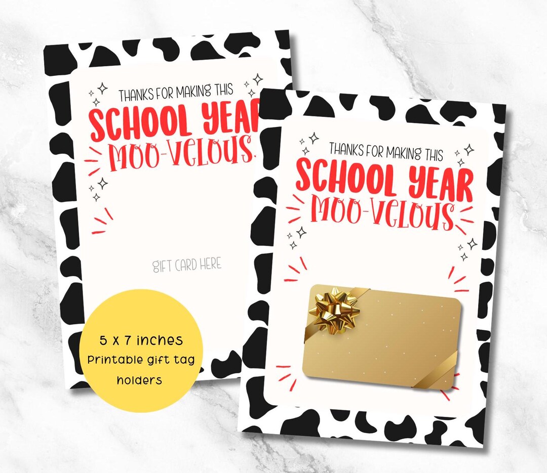 Printable Teacher Appreciation Gift Card Holder, Moovelous School Year ...