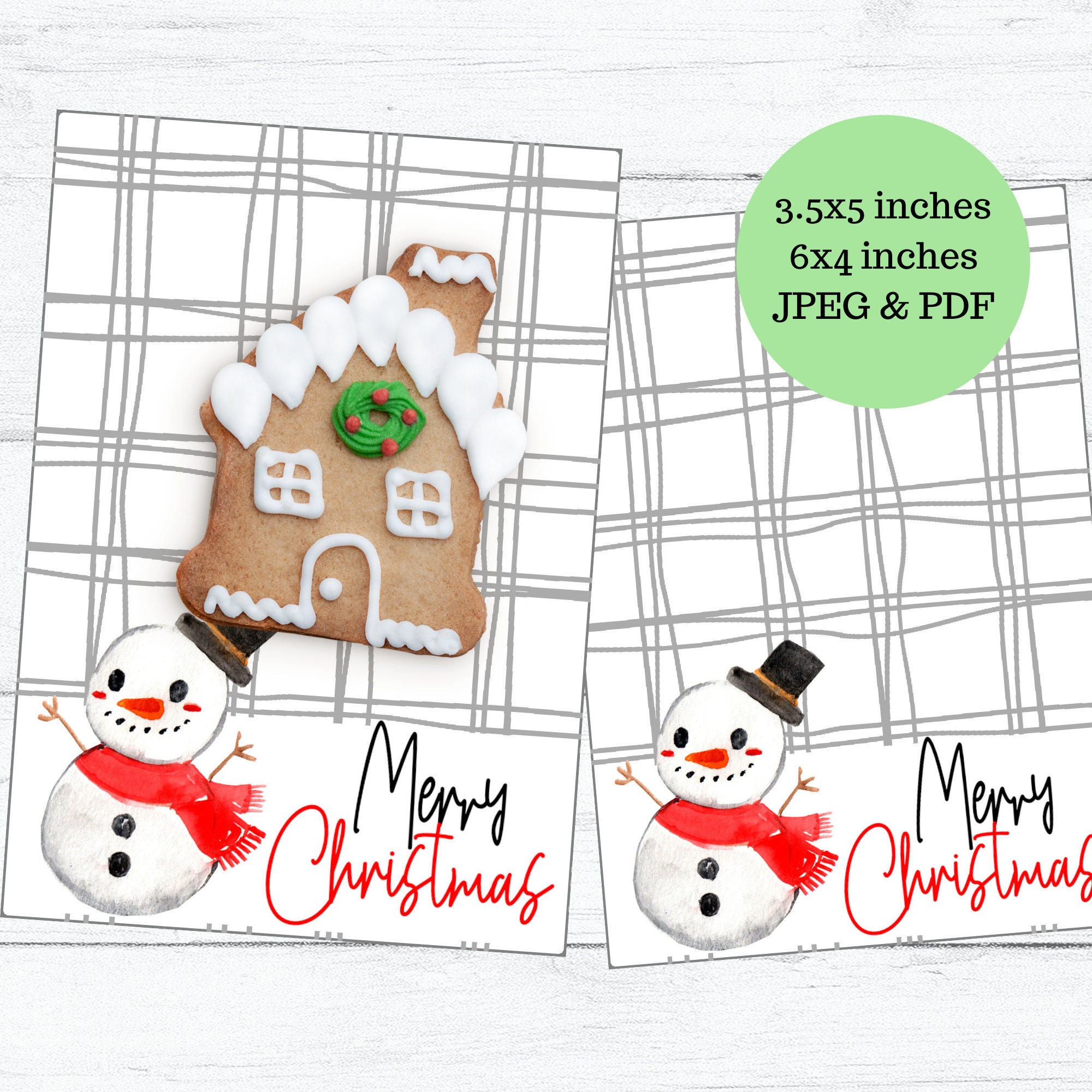 3.5 X 5 Inch Printable Cookie Card Christmas Cookie Backing - Etsy