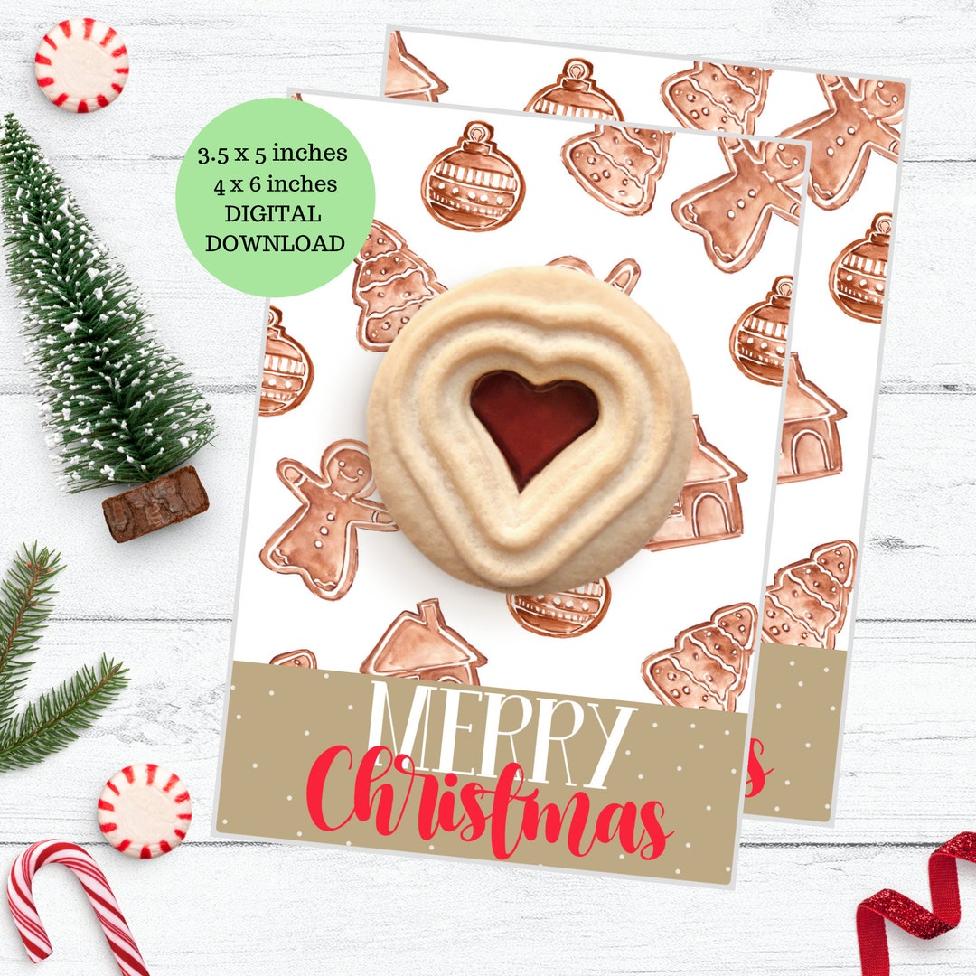 Printable Gingerbread Cookie Card - 3 X 5 Inch Mini Cookie Card Digital ...