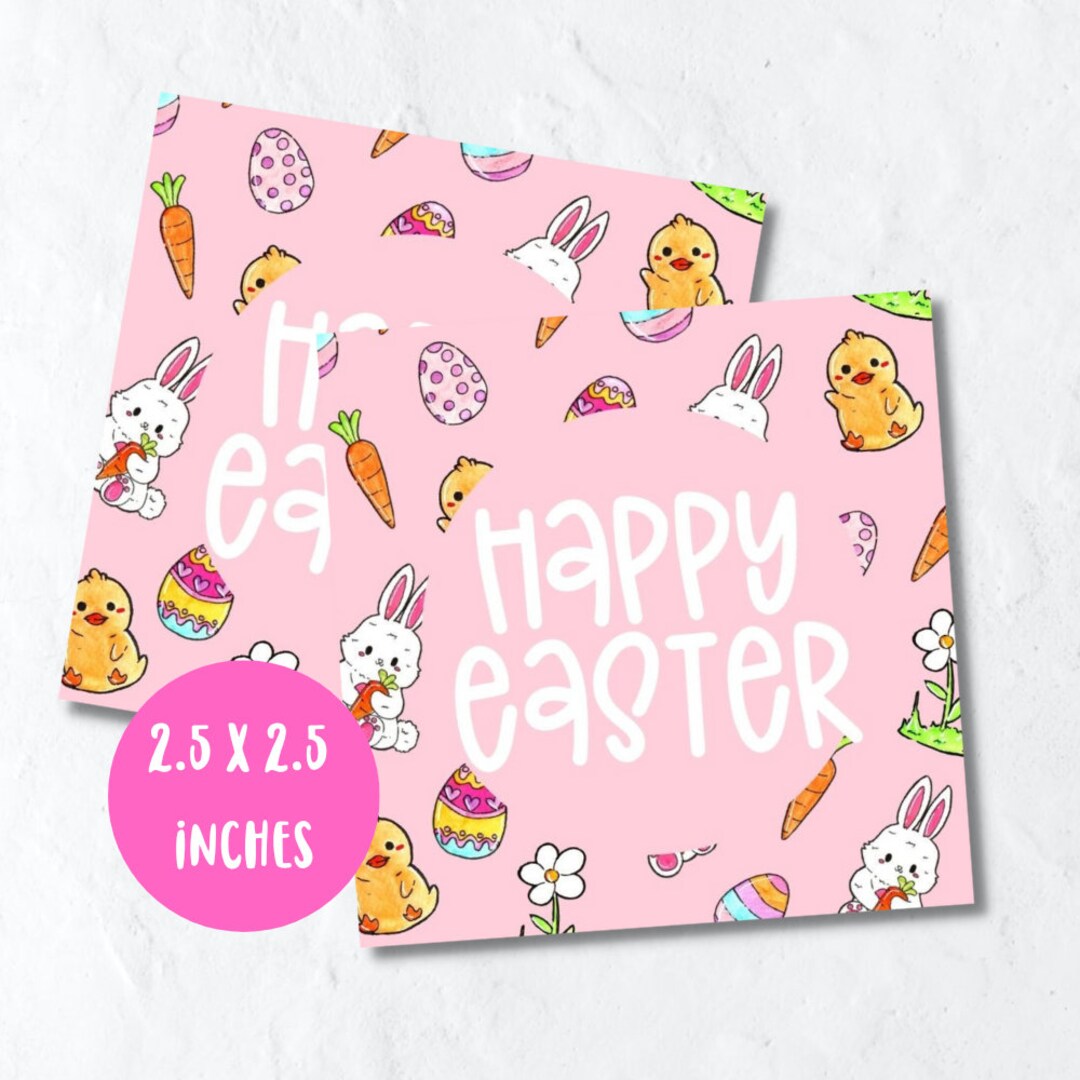Pink Happy Easter Printable Tag, Easter Gift Tag for Easter Baskets ...