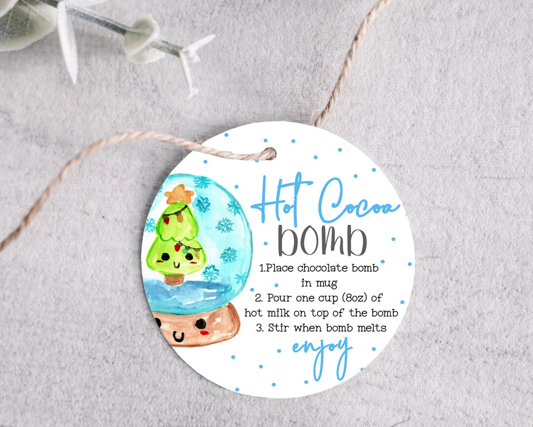Christmas Hot Cocoa Bomb Printable - Printable Bomb Tag - Holiday Hot ...