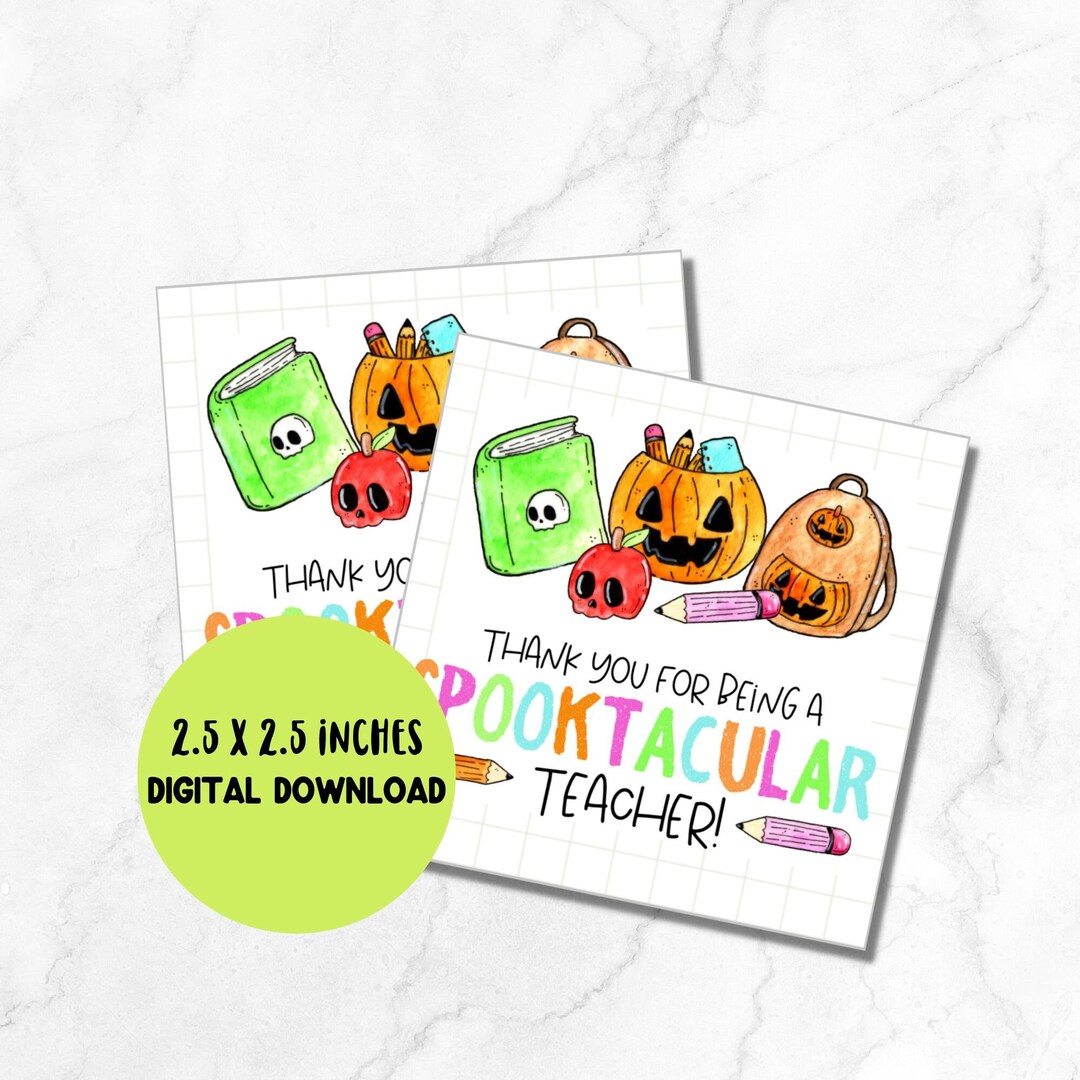 Printable Halloween Tag, Teacher Gift Tag, Teacher Appreciation ...