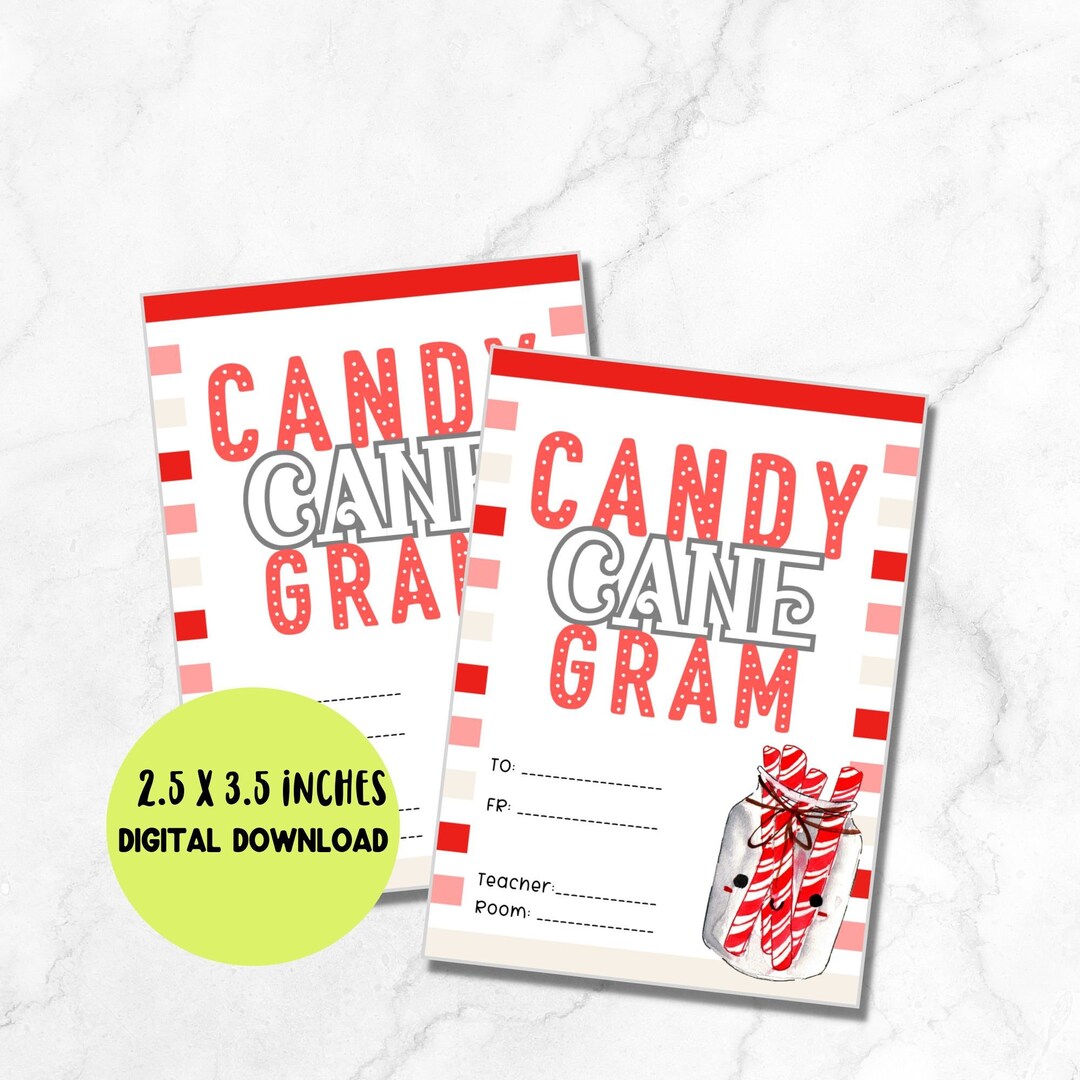 Candy Cane Gram Tag, Christmas Gift Tag, Candy Cane Tag,christmas Gift ...