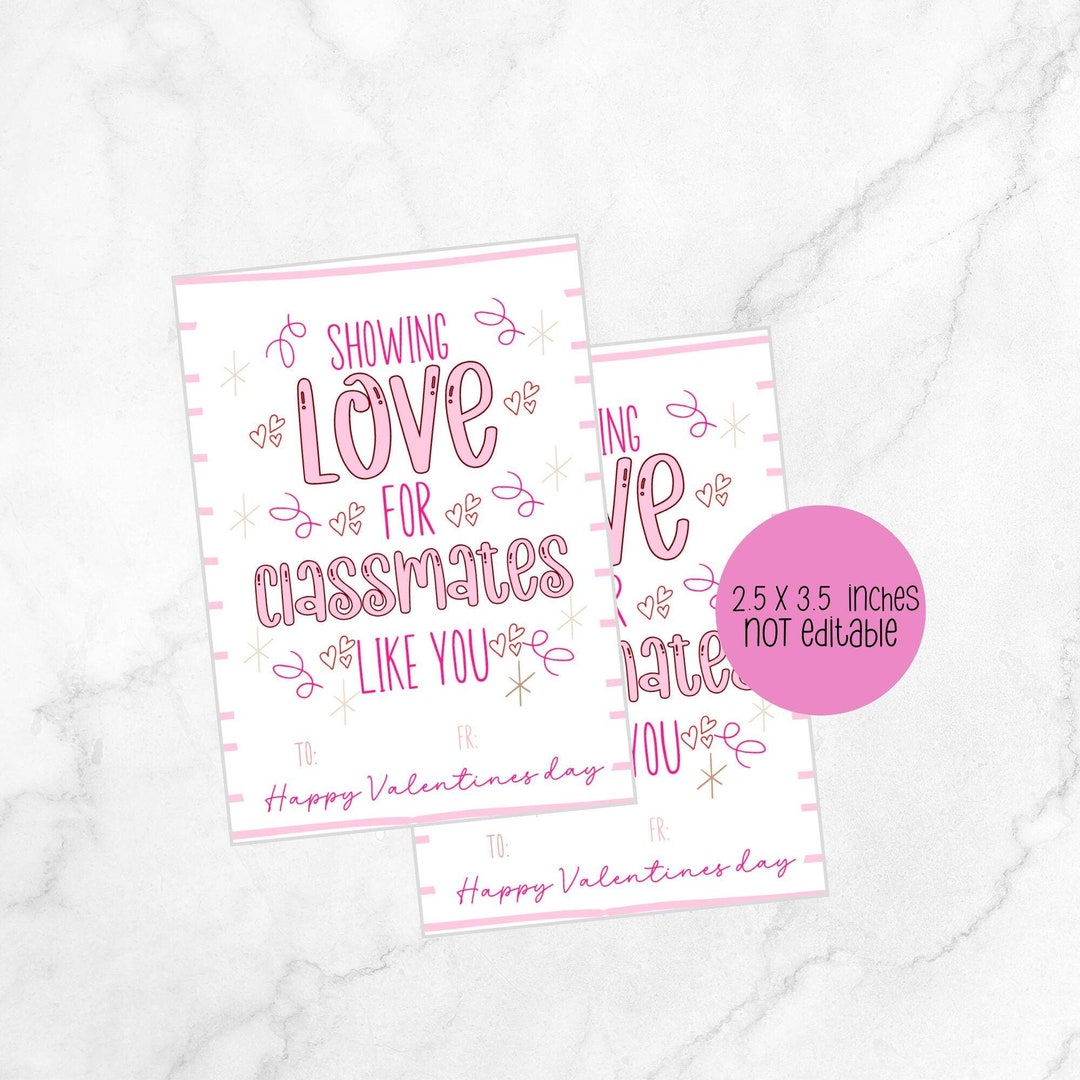 Pink Printable Classmate Valentines Printable Tag, School Valentine ...