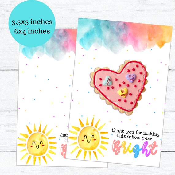 Teachers Appreciation Printable Cookie Card School Cookie | Etsy