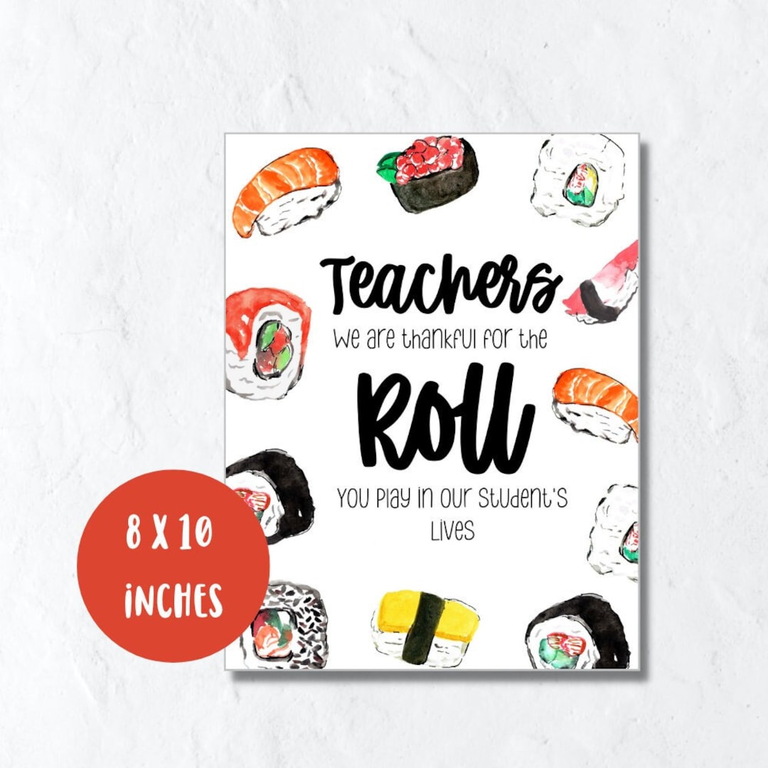 Teacher Appreciation Sign Print, Sushi Party, Printable 8x10 Sign ...